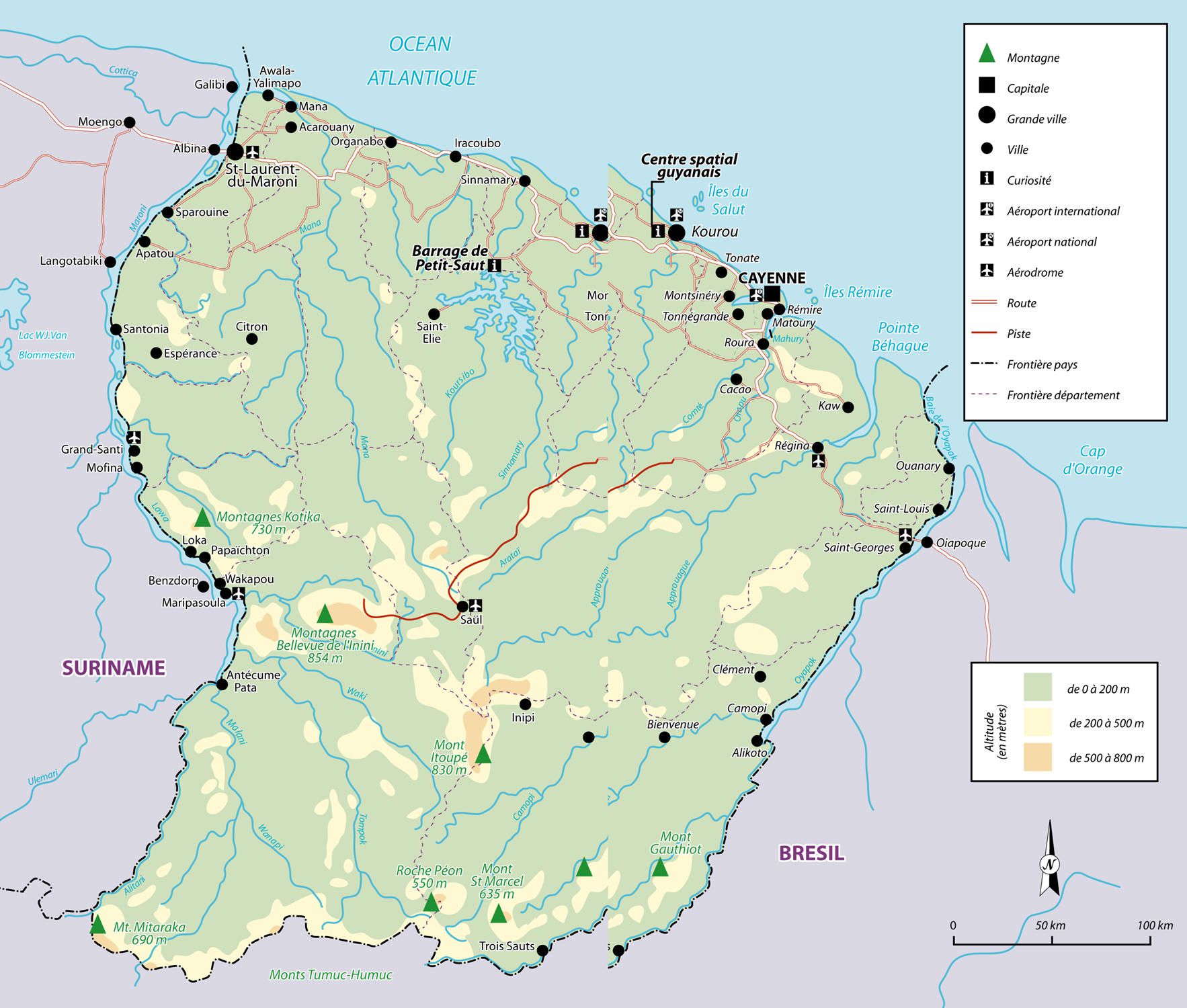 Carte de la Guyane - Guyane cartes des villes, relief, politique... Carte de la Guyane - Guyane cartes des villes, relief, politique...