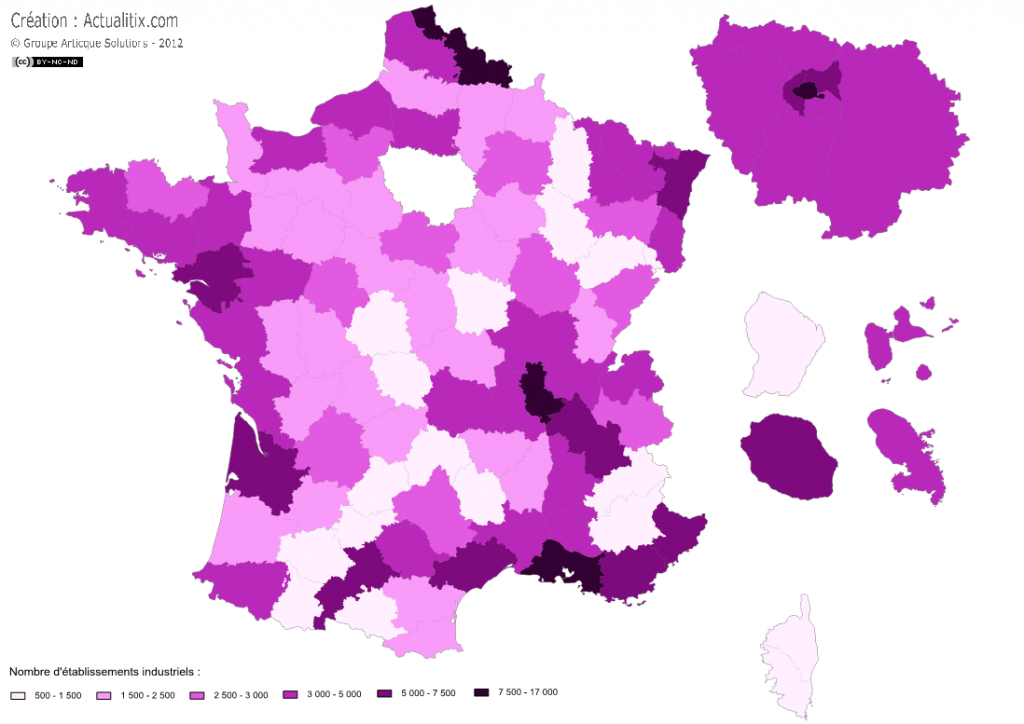 Shapefiles des départements de France