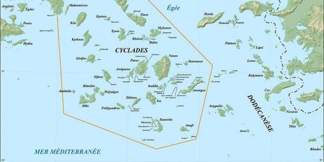 Cartes de Cyclades en Grèce - Cartes et tourisme en Grèce