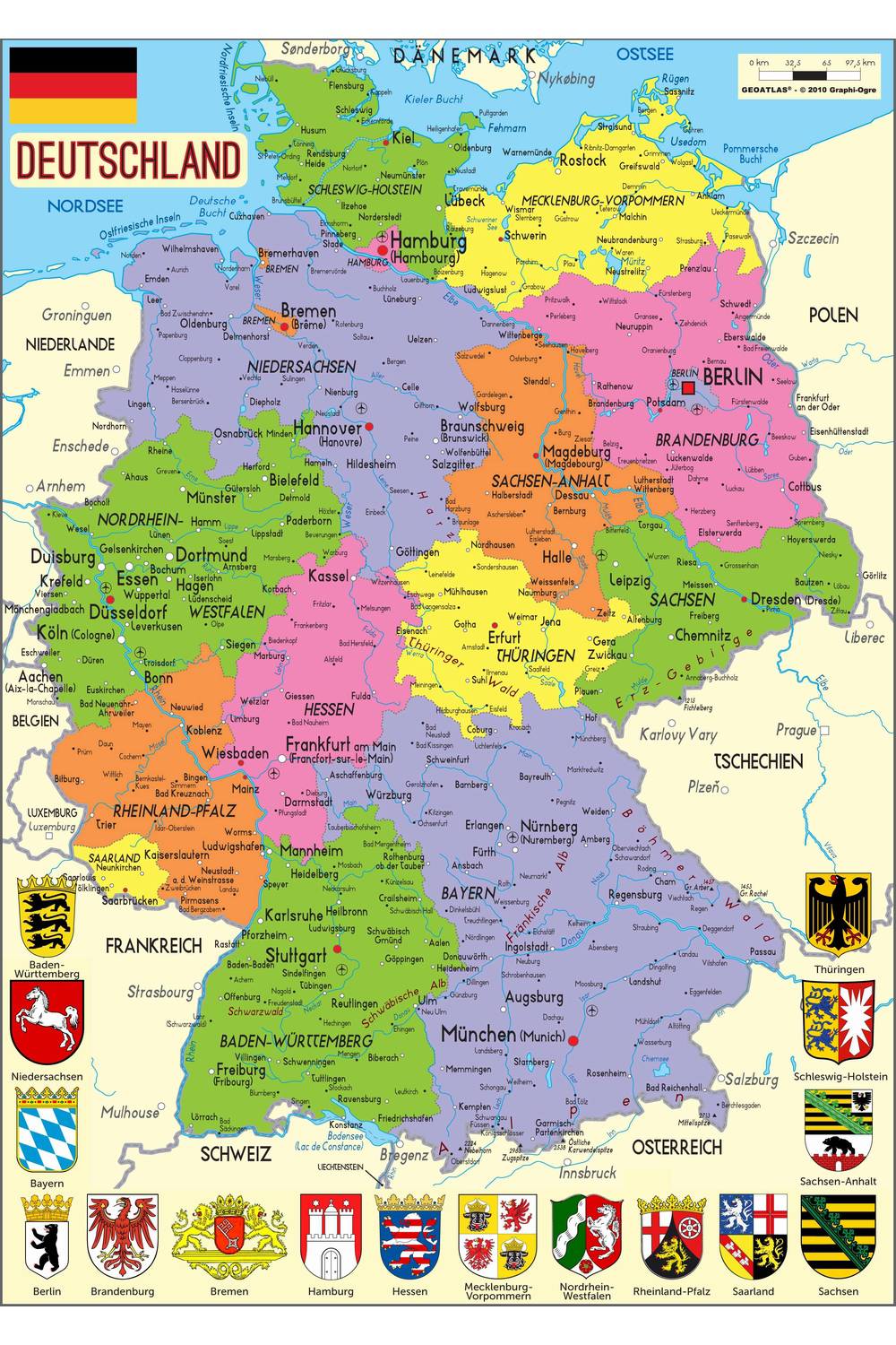 Carte De L Allemagne Carte Des Villes Du Relief Des R gions Carte De L Allemagne Carte Des Villes Du Relief Des R gions