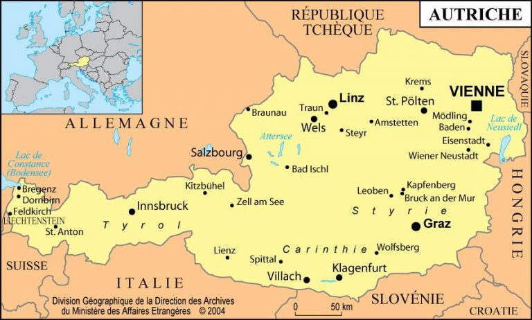 Carte de l'Autriche - Découvrir des cartes sur l'Autriche en Europe