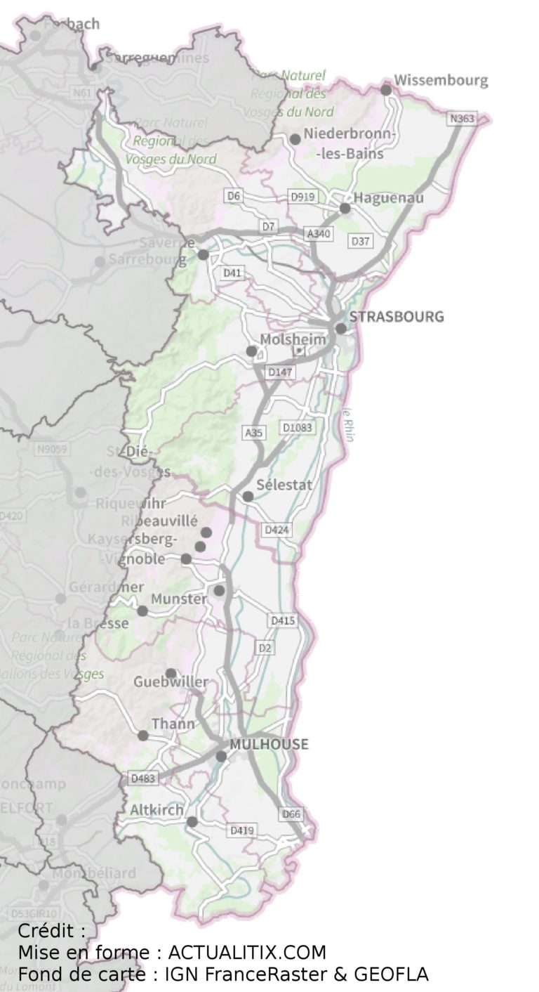 Carte de l'Alsace - Des cartes sur cette région de l'Est de la France