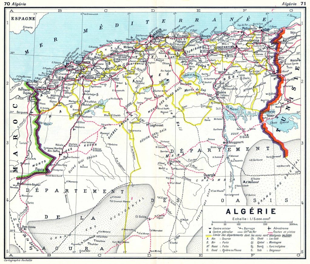 Carte de l'Algérie - villes, routes, relief, administrative, régions