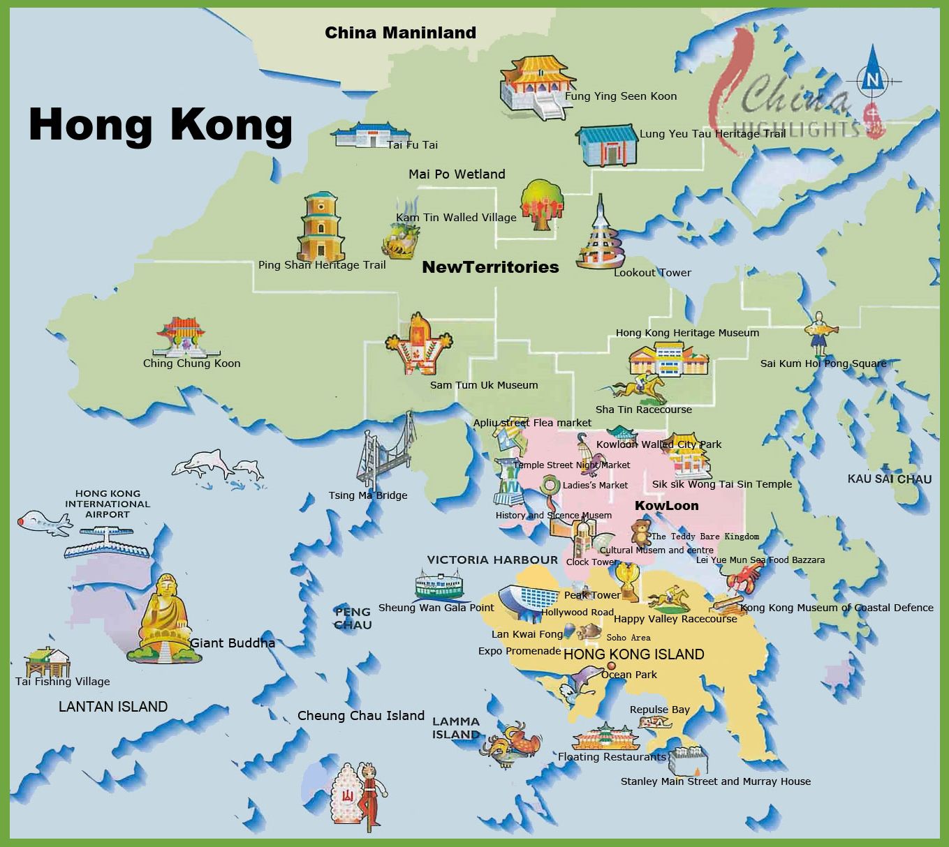 Carte de Hong Kong - Découvrir l'île de Hong Kong sur une carte
