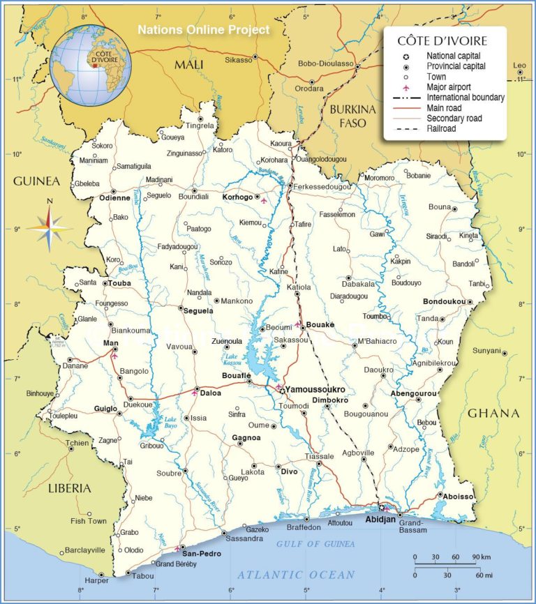 Carte de la Côte d'Ivoire - Routière, Administrative, Villes ... Carte de la Côte d'Ivoire - Routière, Administrative, Villes ...