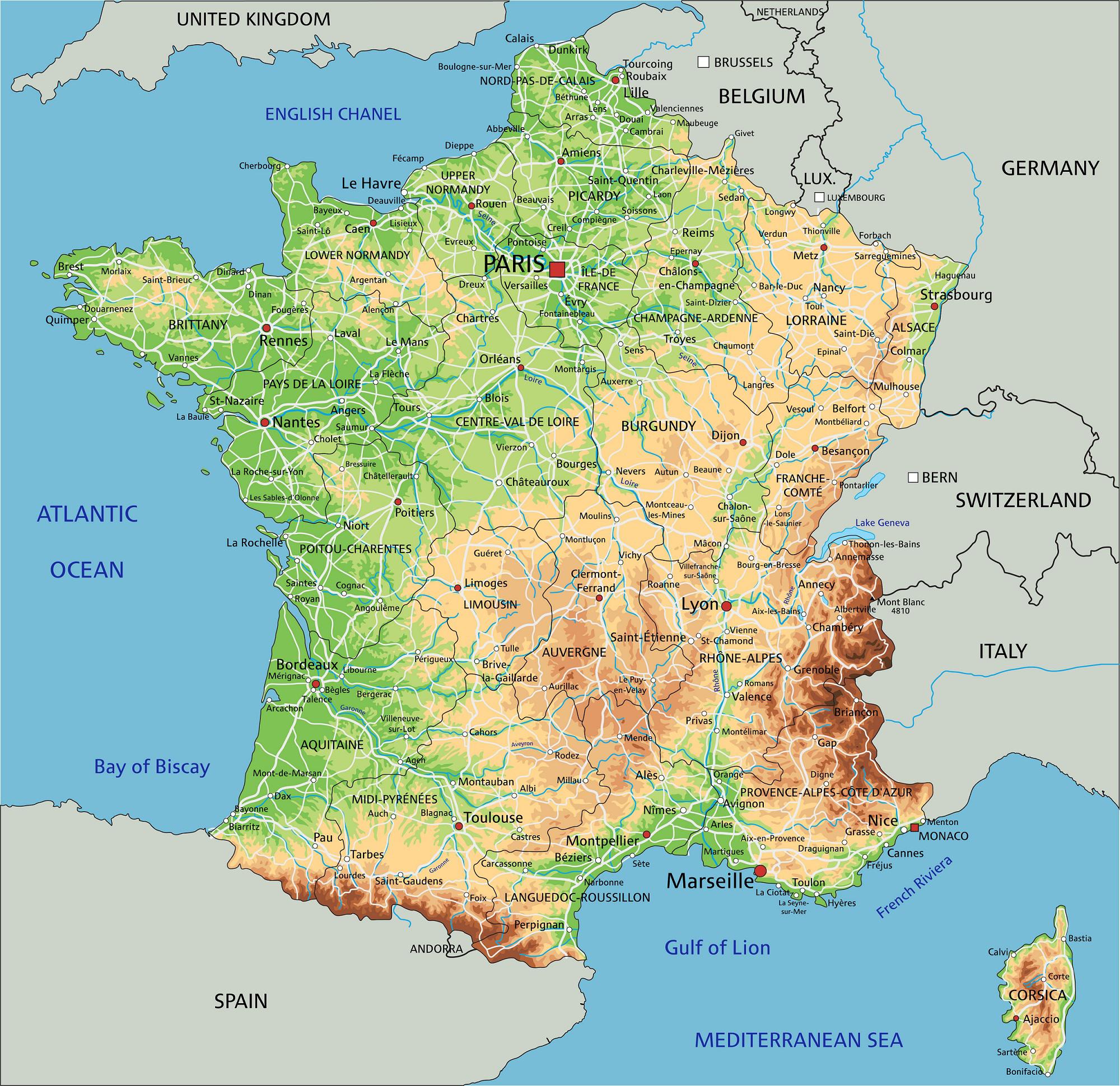 Carte De France France Carte Des Villes R gions Politique Routes 