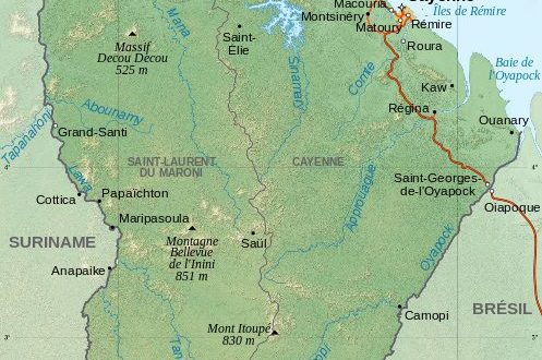 Carte de la Guyane - Guyane cartes des villes, relief, politique...