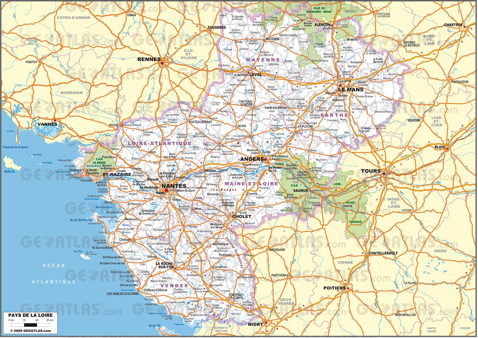 Carte Des Pays De La Loire Pays De La Loire Carte Des Villes Relief Carte Des Pays De La Loire Pays De La Loire Carte Des Villes Relief