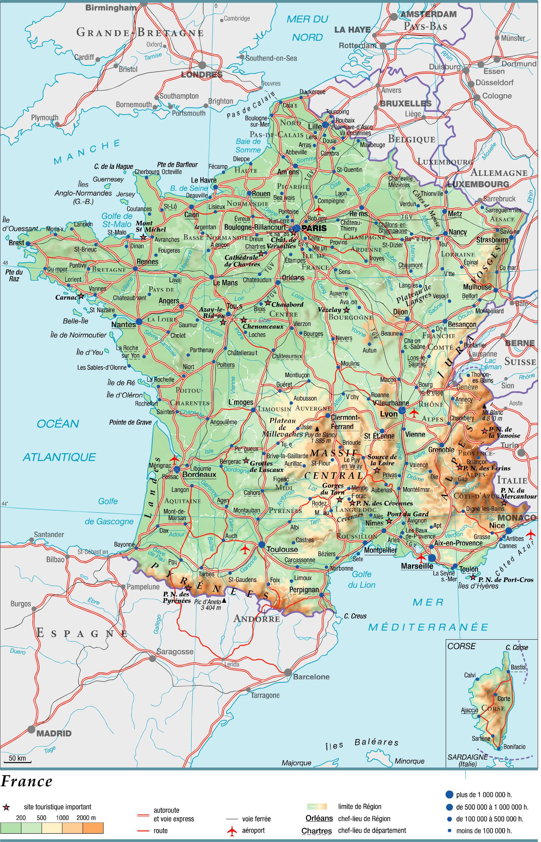 Carte De France France Carte Des Villes R gions Politique Routes 
