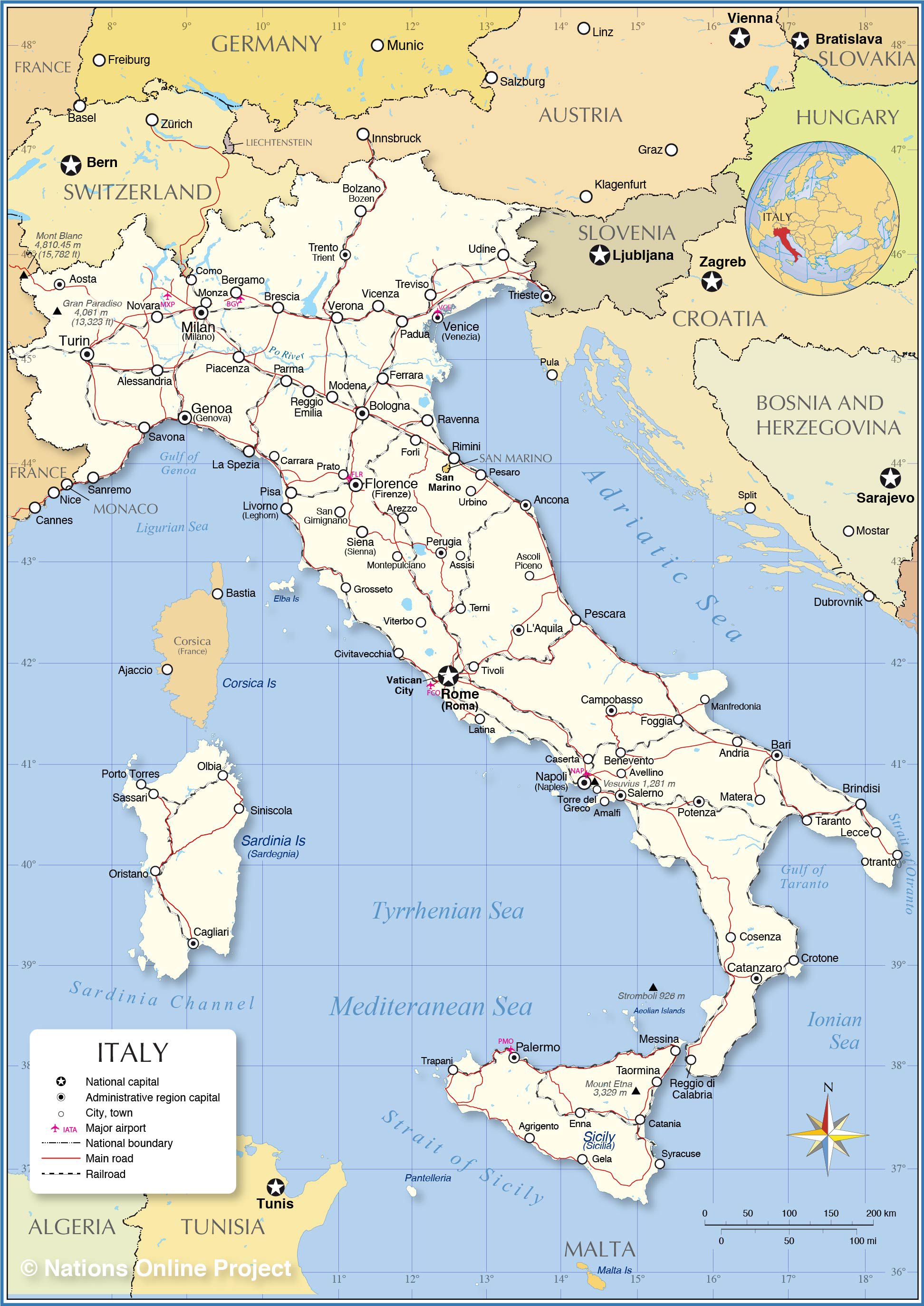 Carte De L Italie Cartes Sur Le Relief Villes Nord les