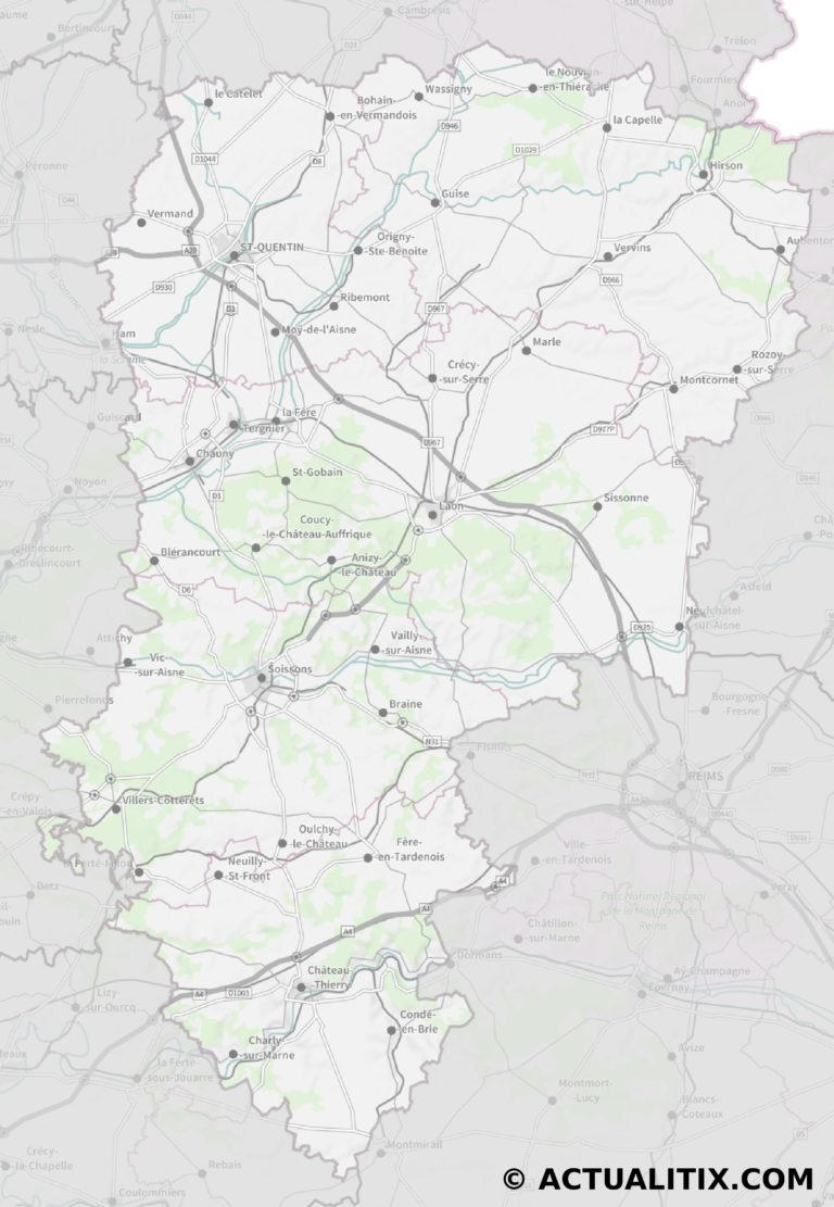 Carte de l'Aisne - Aisne carte du département 02 - villes, sites ...