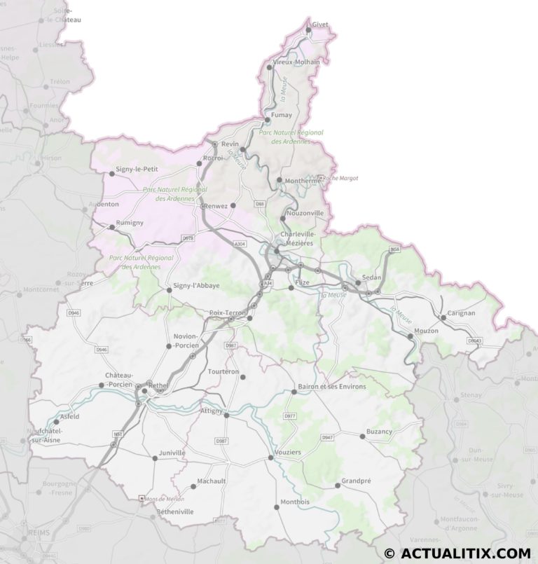 Carte des Ardennes - Ardennes carte du département 08 - tourisme, villes..