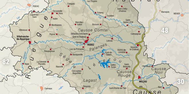Carte de l'Aveyron - Aveyron carte des villes, politique, sites ...