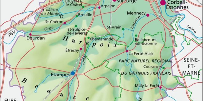 Carte de l'Essonne - Essonne carte des villes, communes, sites touristiques