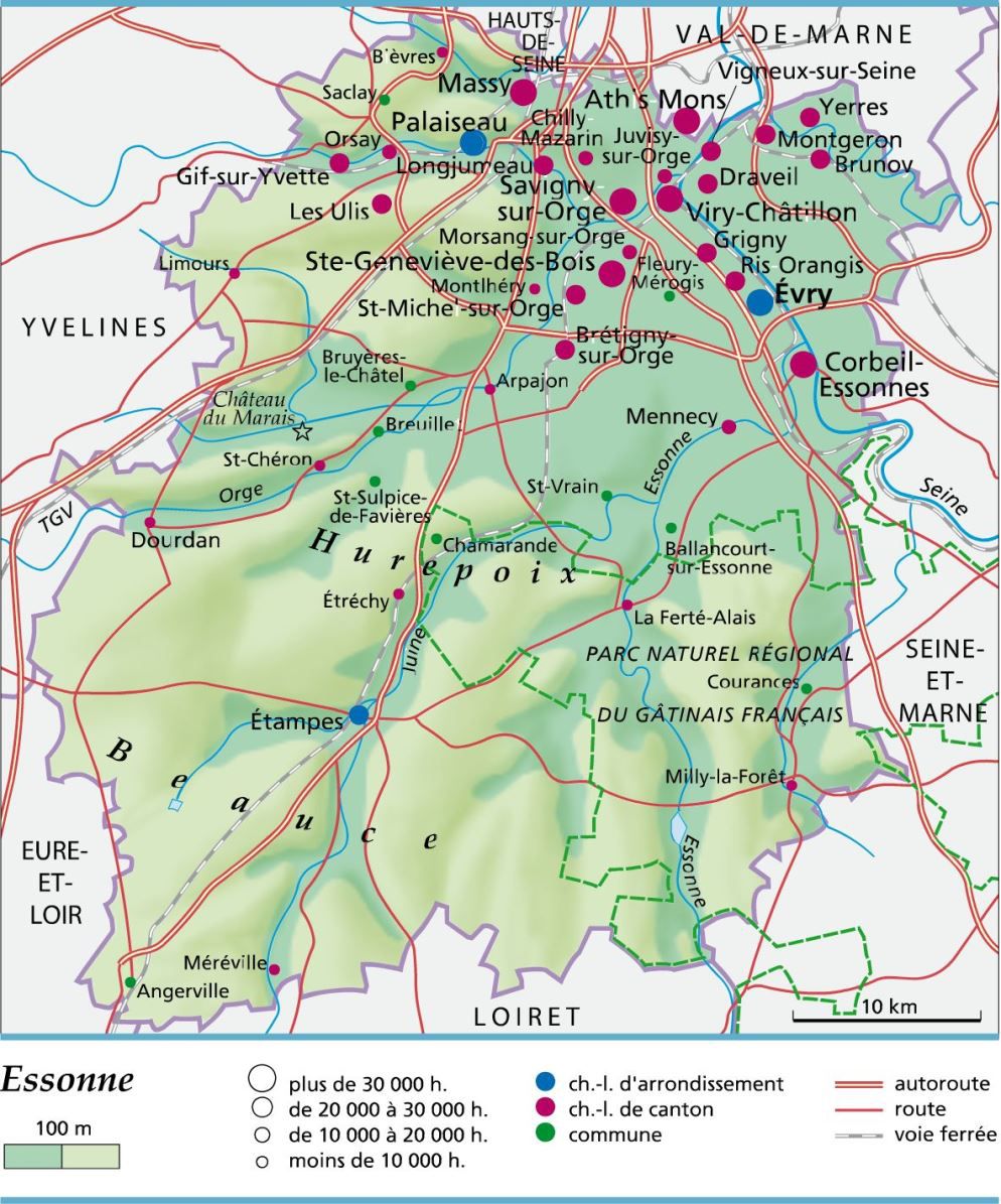 Carte de l'Essonne - Essonne carte des villes, communes, sites touristiques Carte de l'Essonne - Essonne carte des villes, communes, sites touristiques
