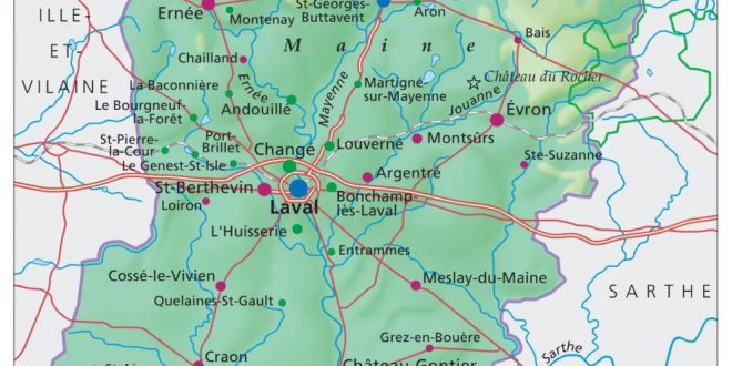 Carte de la Mayenne - Mayenne carte des villes, politique, sites ...