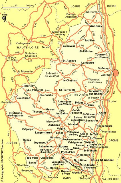 Carte de l'Ardèche - Ardèche carte des villes, communes, sites touristiques