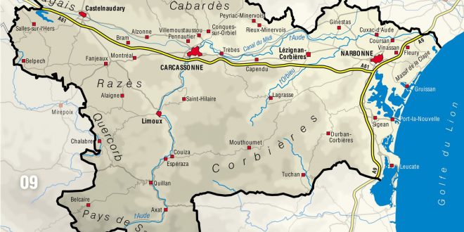 Carte de l'Aude - Aude carte du département 11 - villes, sites ...