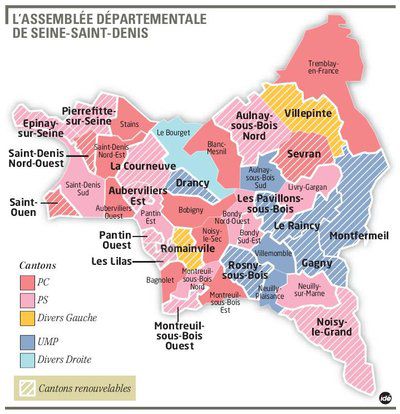 Carte de la Seine-Saint-Denis - Seine-Saint-Denis carte département 93