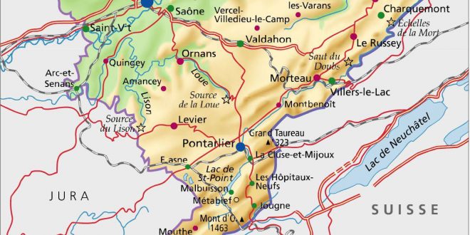 Carte du Doubs - Doubs carte du département 25 - villes, tourisme...