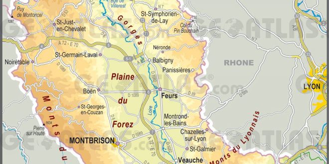 Carte de la Loire - Loire carte du département 42 - villes, sites ...