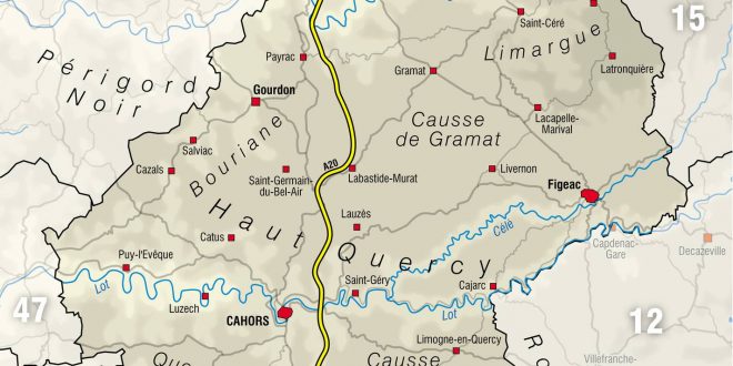 Carte du Lot - Lot carte du département 46 - villes, sites touristiques...