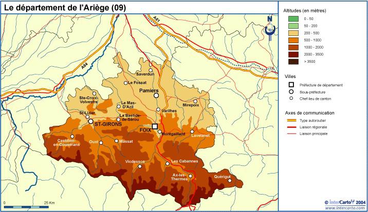 Carte de l'Ariège - Ariège carte du département 09 - Tourisme & voyages