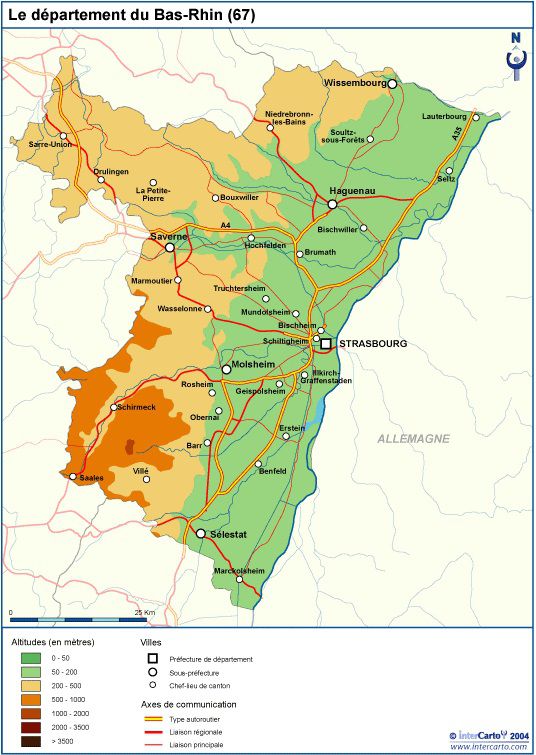 Carte du Bas-Rhin - Bas-Rhin carte du département 67