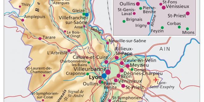 Carte du Rhône - Rhône carte du département 69 - villes, sites touristiques