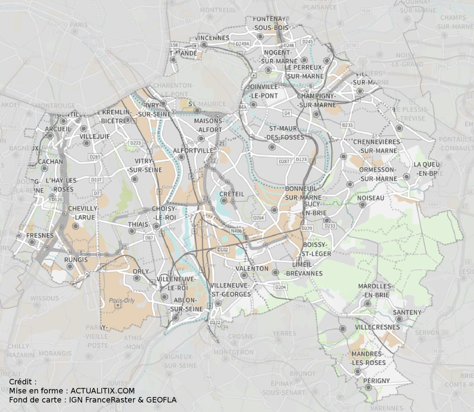 Carte du Val-de-Marne - Val-de-Marne carte du département 94
