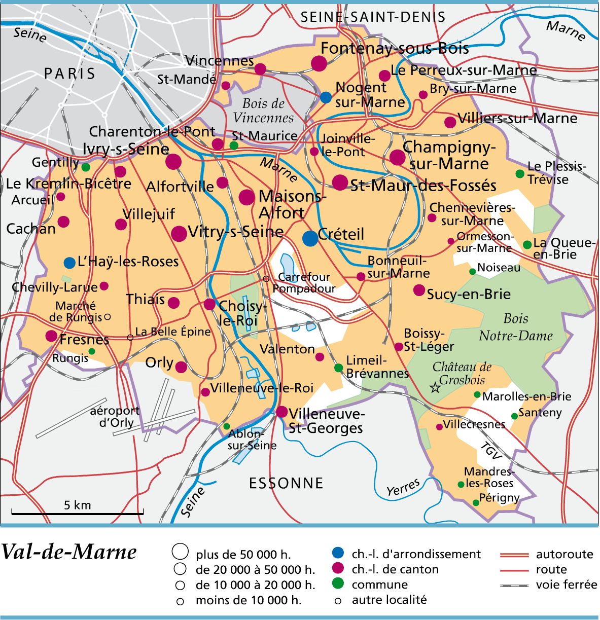 Carte du Val-de-Marne - Val-de-Marne carte du département 94 Carte du Val-de-Marne - Val-de-Marne carte du département 94