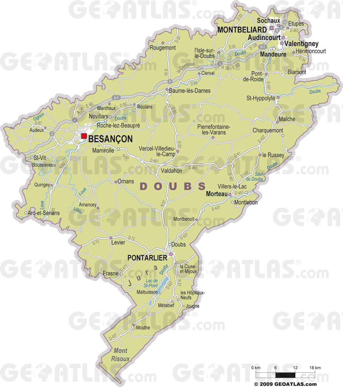Carte du Doubs - Doubs carte du département 25 - villes, tourisme... Carte du Doubs - Doubs carte du département 25 - villes, tourisme...