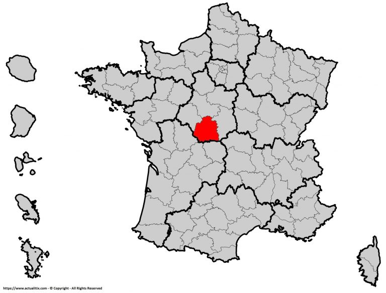 Carte de l'Indre - Indre carte du département 36 - villes, sites ...