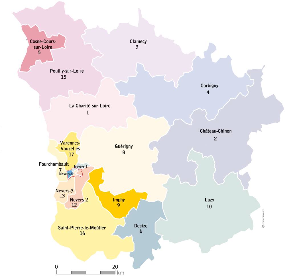 Carte de la Nièvre - Nièvre carte du département 58 - villes, tourisme...