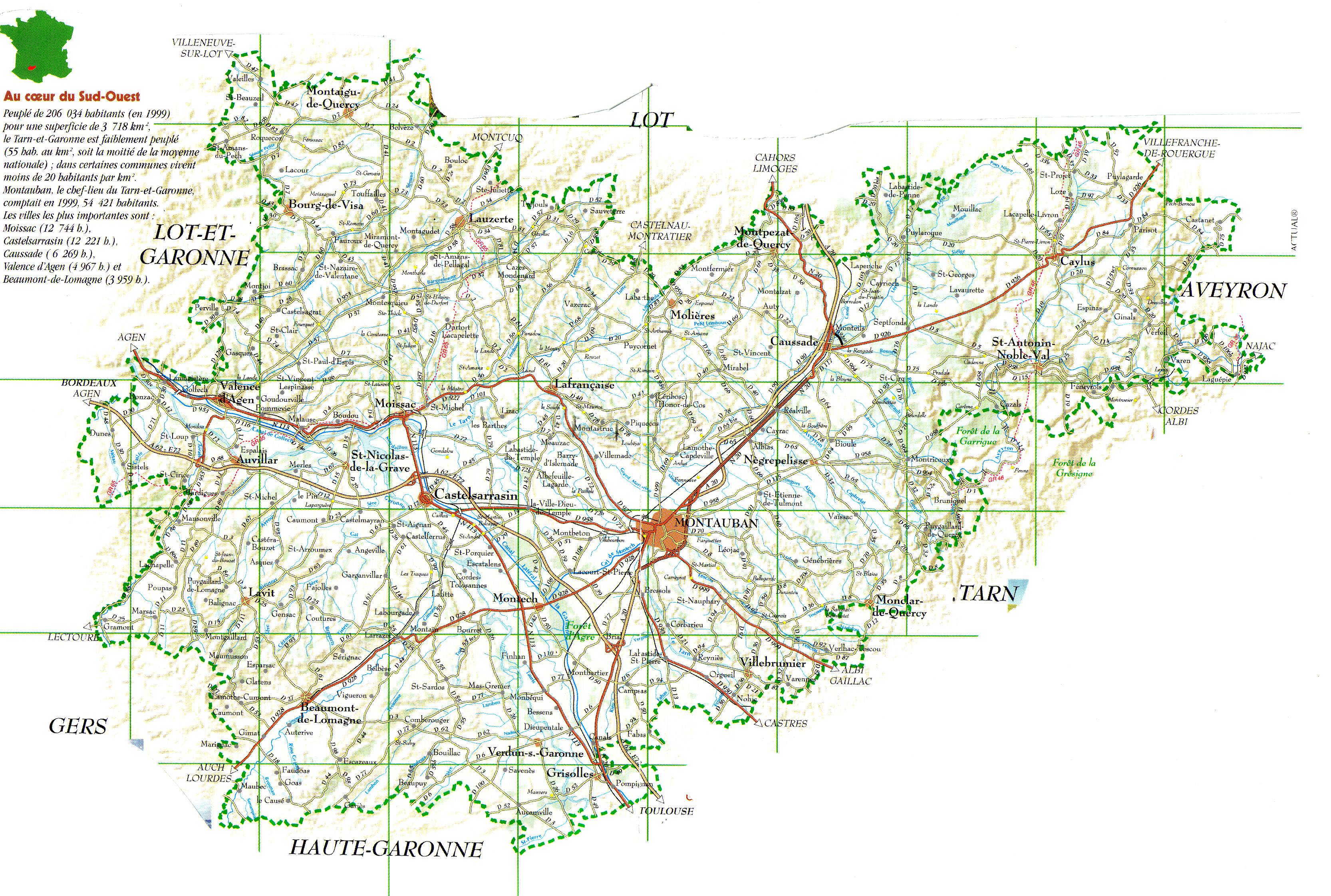 Carte du Tarn et Garonne - Arts et Voyages Carte du Tarn et Garonne - Arts et Voyages