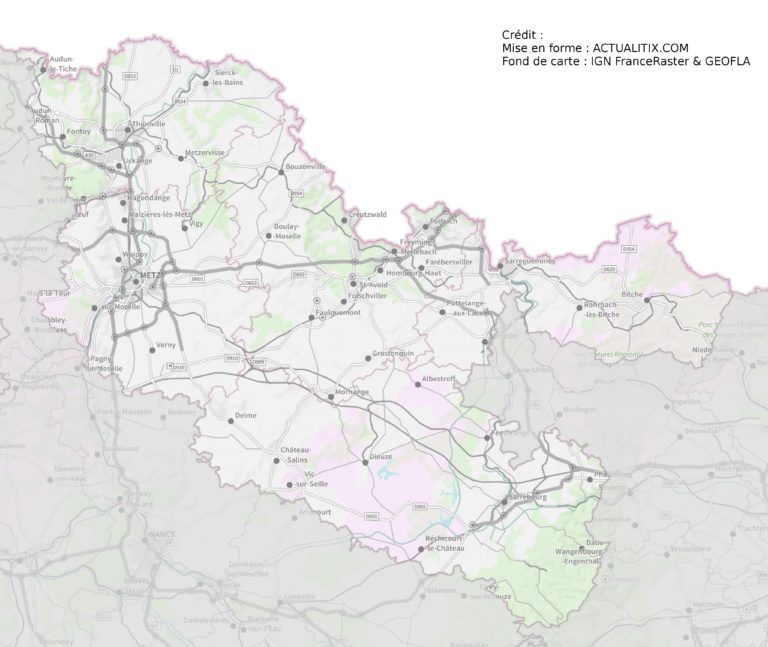 Carte de la Moselle - Moselle carte du département 57 - villes, tourisme...