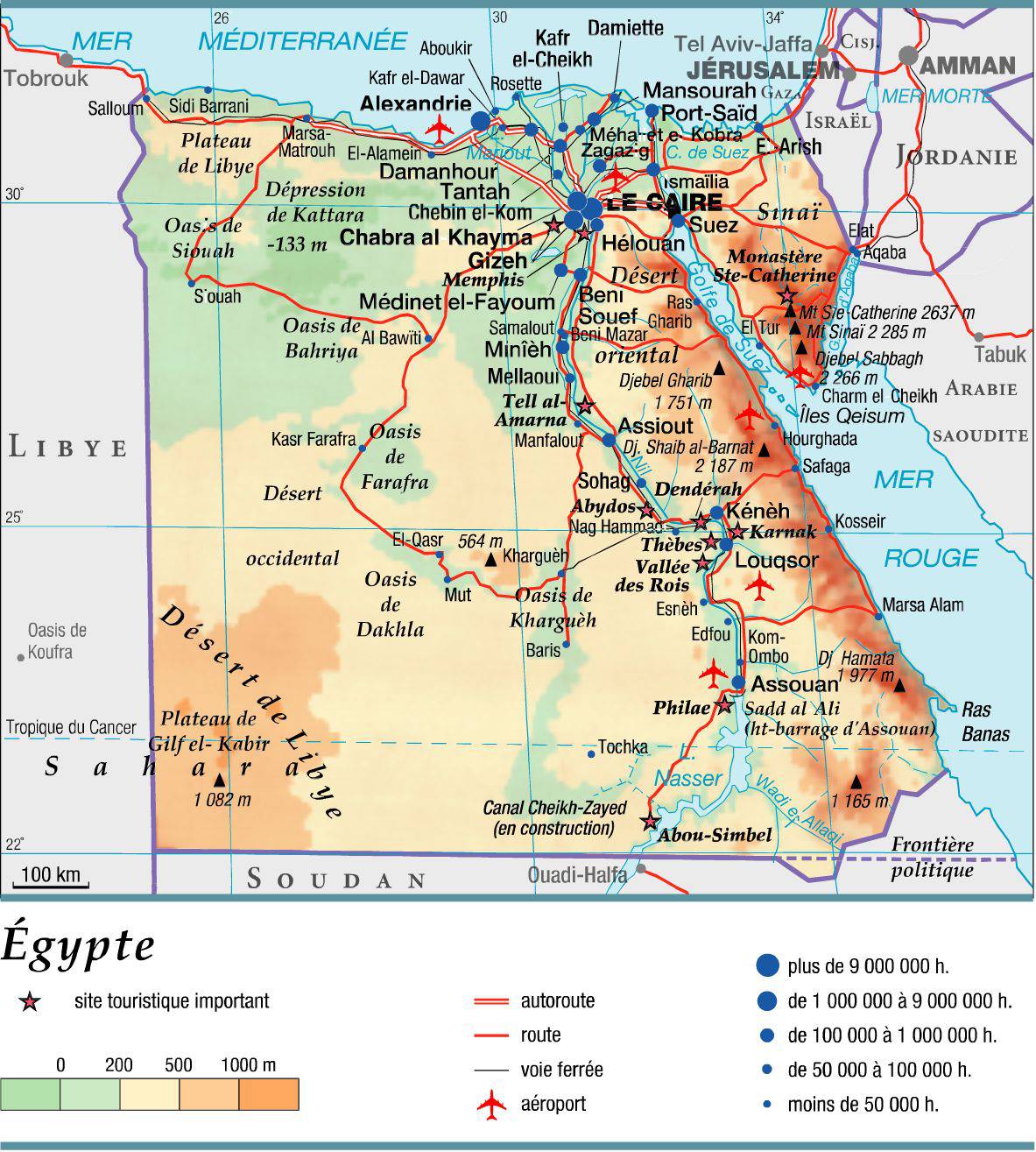 Carte de l'Egypte - Plusieurs cartes du pays du Moyen-Orient