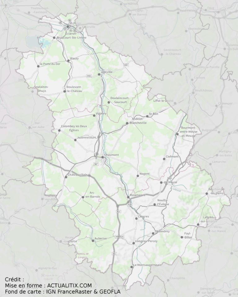 Carte de la Haute-Marne - Haute-Marne carte du département 52