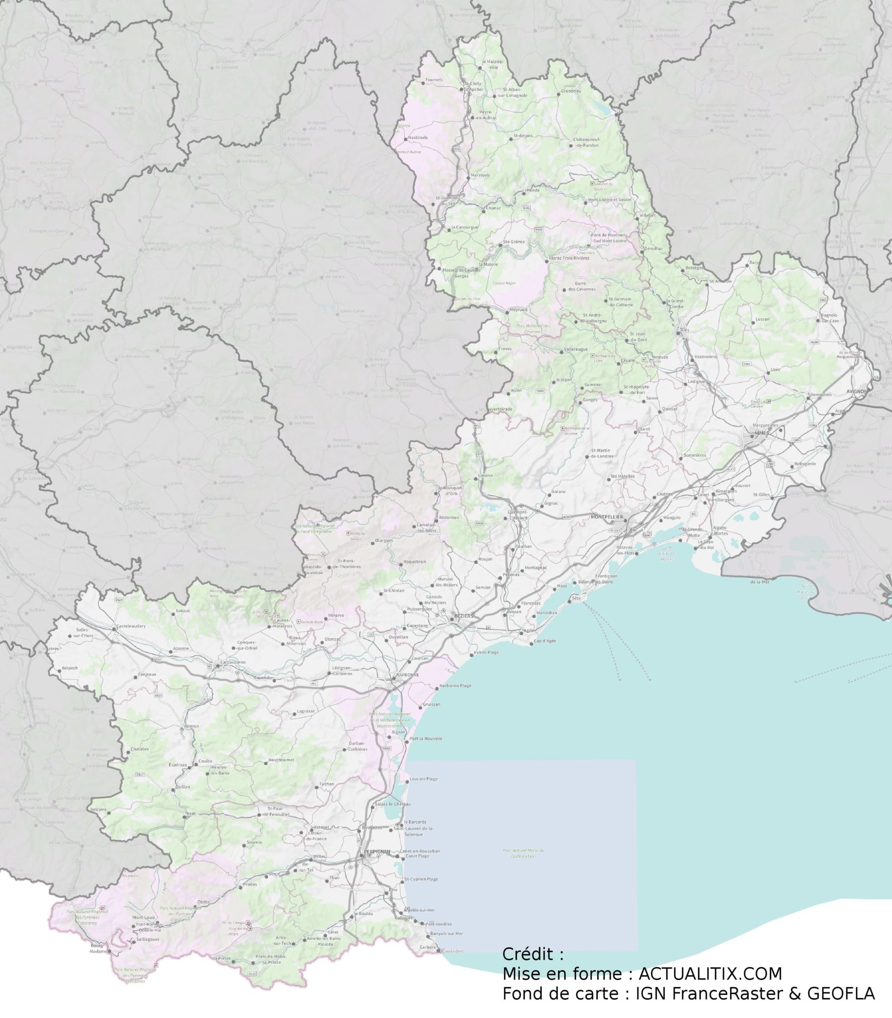 Carte du Languedoc-Roussillon - Plusieurs carte de la région