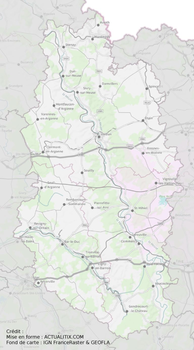 Carte de la Meuse - Meuse carte du département 55 - villes, tourisme...