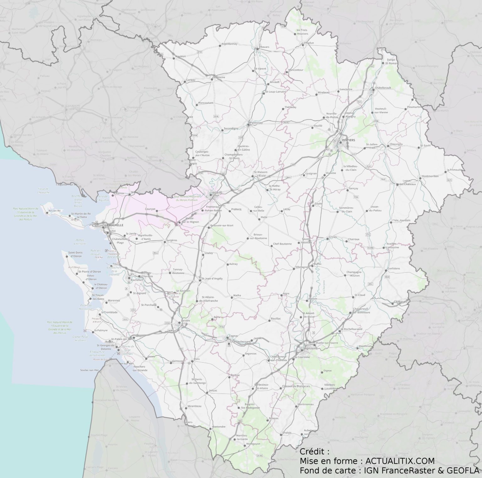 Carte du Poitou-Charentes - Plusieurs cartes de la région en France