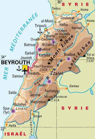 Carte du Liban - Plusieurs cartes du pays du Moyen-Orient