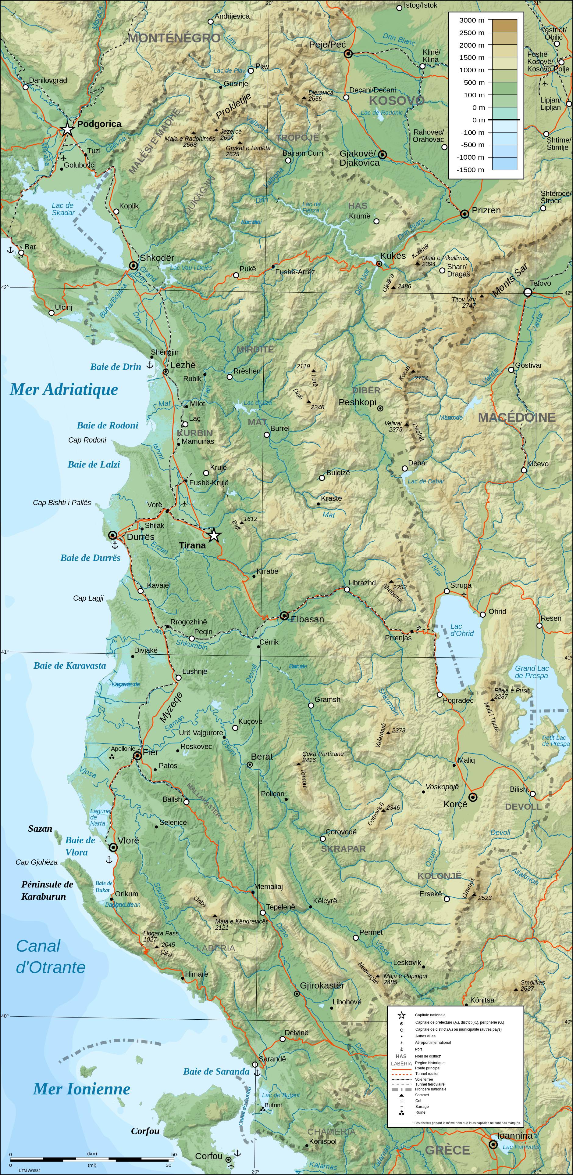 Carte de l'Albanie - Plusieurs cartes du pays des Balkans
