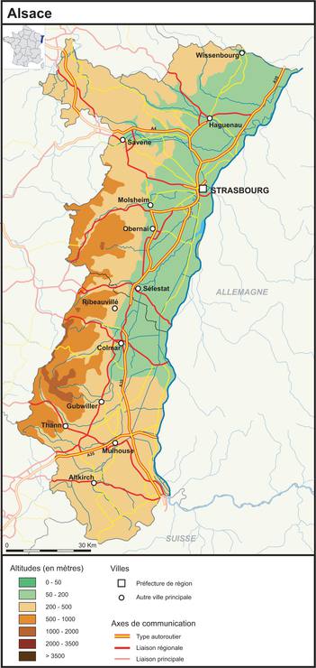 Carte de l'Alsace - Des cartes sur cette région de l'Est de la France