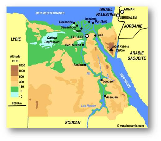 Carte de l'Egypte - Plusieurs cartes du pays du Moyen-Orient