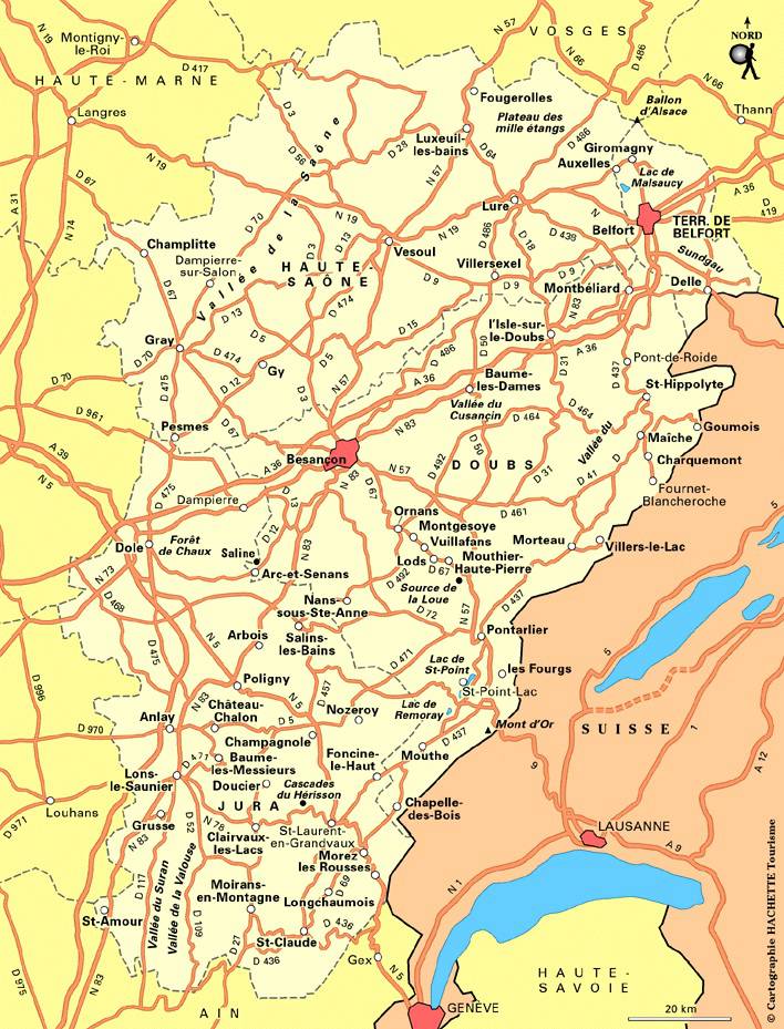 Carte de la Franche-Comté - Plusieurs cartes de la région de l'Est