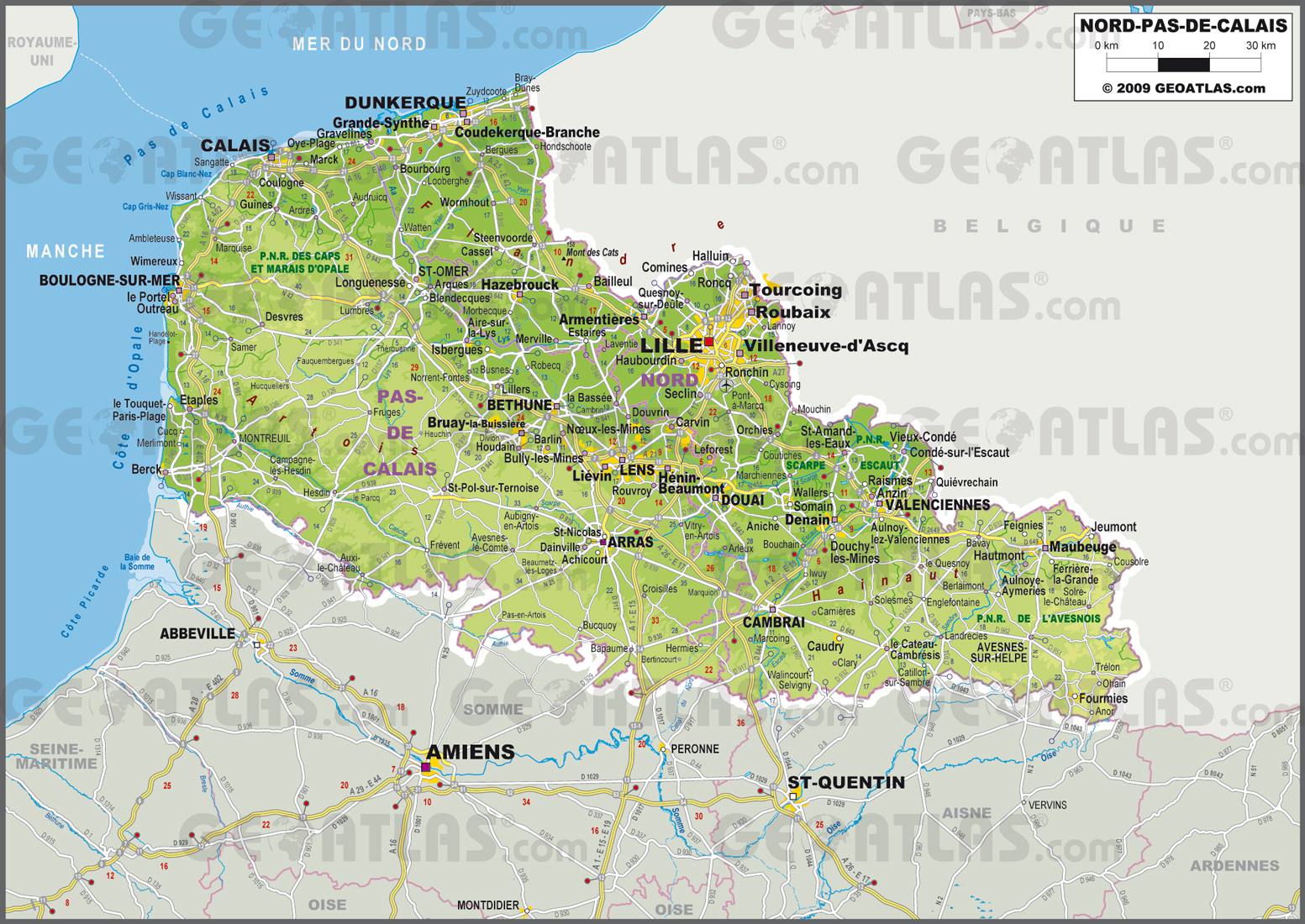 Carte du Nord-Pas-de-Calais - Plusieurs cartes de la région Carte du Nord-Pas-de-Calais - Plusieurs cartes de la région