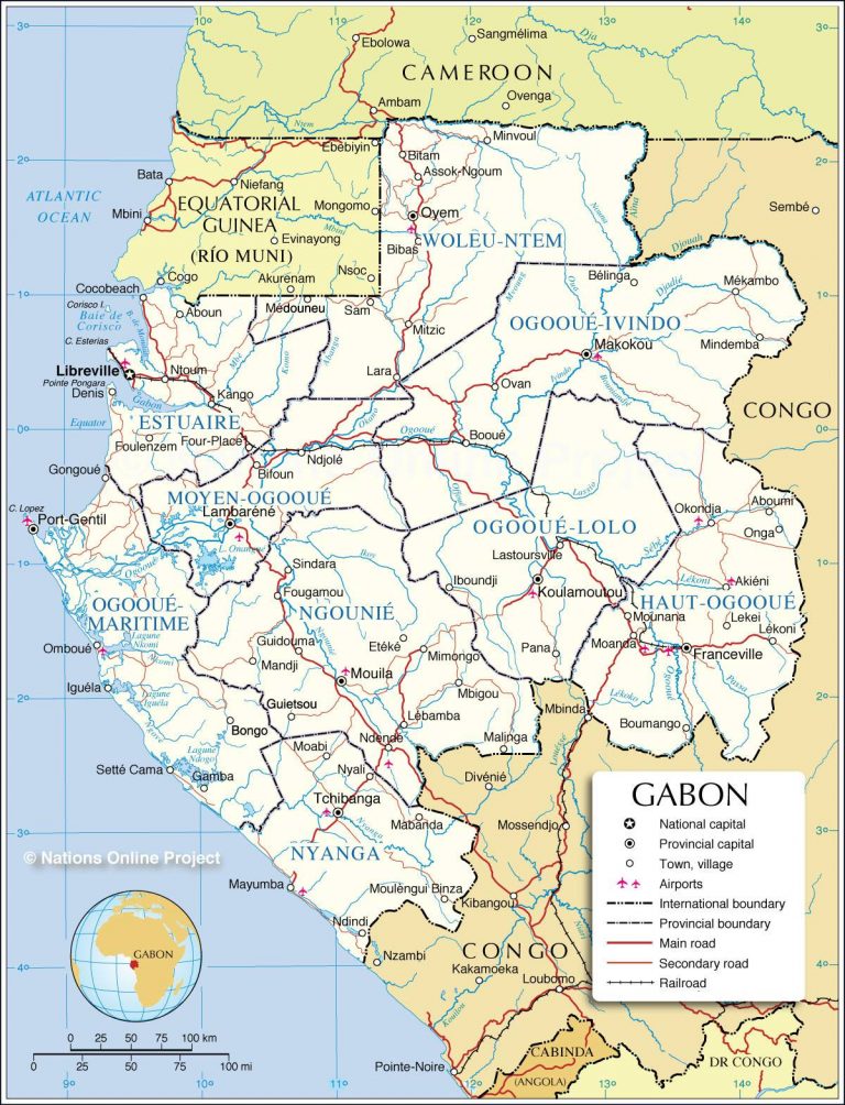 Carte du Gabon - Plusieurs carte du pays en Afrique (villes, géographie...)