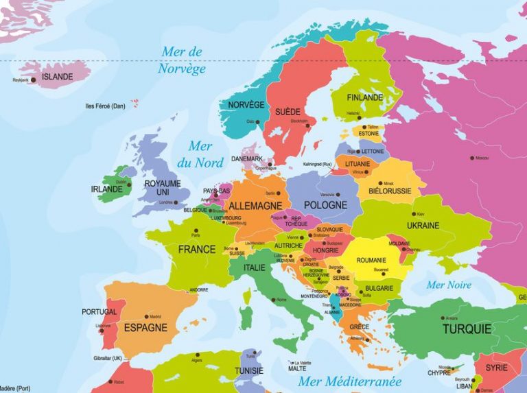 Capitales en Europe par pays avec une carte pour leurs emplacements