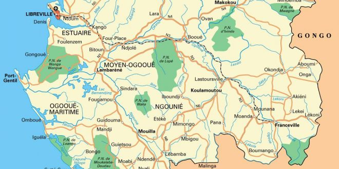 Carte du Gabon - Plusieurs carte du pays en Afrique (villes, géographie...)